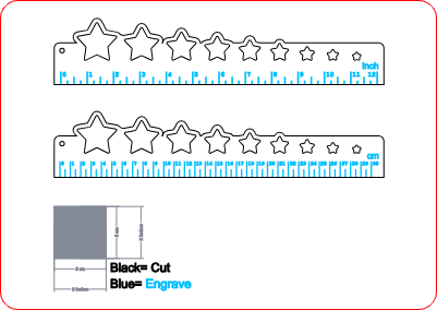 Star Ruler SVG | Laser Cut Ruler Template | Wooden Measuring Tool SVG ...
