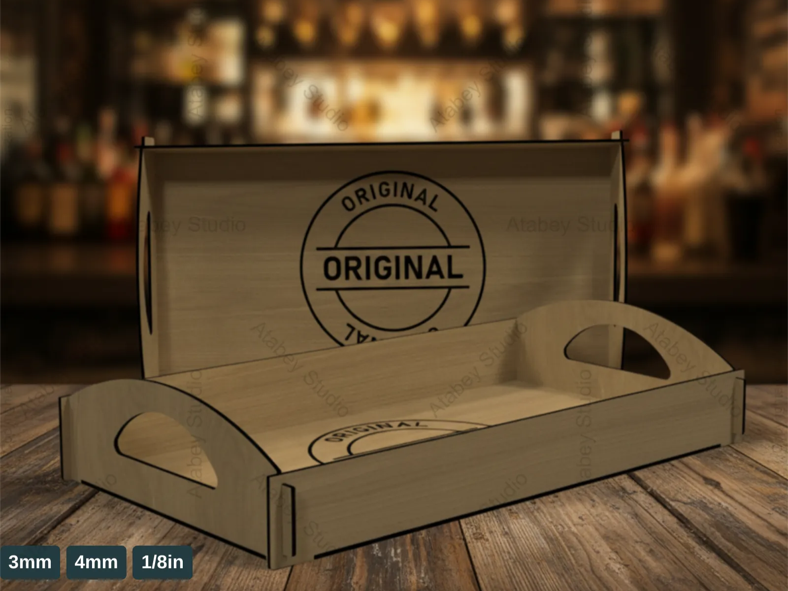 Kitchen Wood Trays / Flat Breakfast Tray With Handles / Serving Trays ...