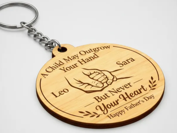 Father's Day Wooden Keychain with customizable names. | Free Files - Atomm
