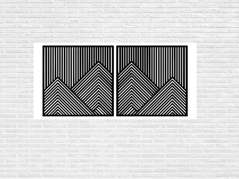 Modern Geometric Mountain Wall Art Laser Cut Black Panels | Ready to ...