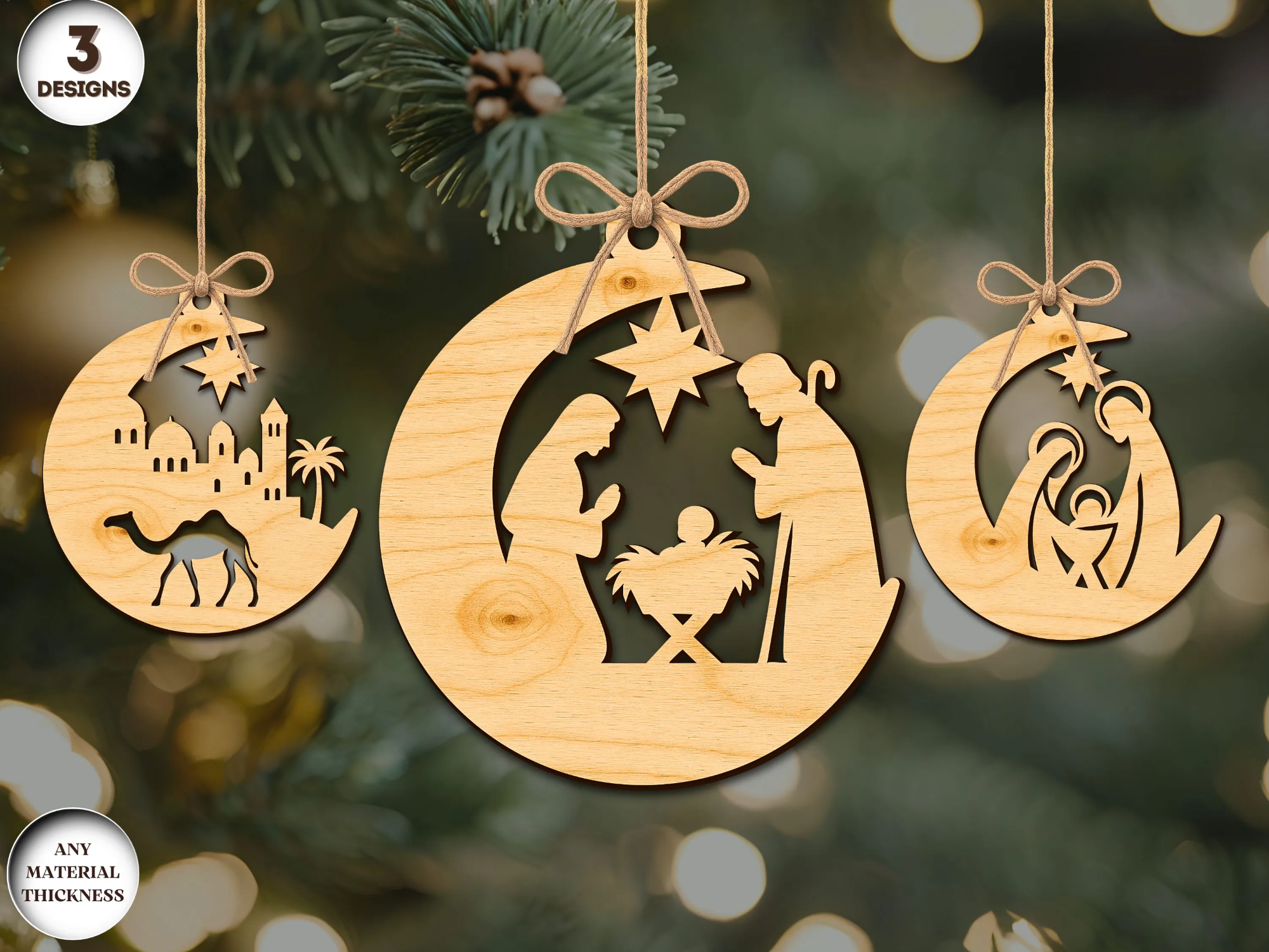 Nativity Moon Ornament Bundle | Ready to Use Files - Atomm