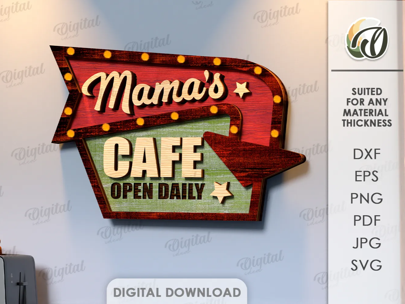 3D Kitchen retro sign. Wall decor laser cut files. Kitchen quotes svg ...