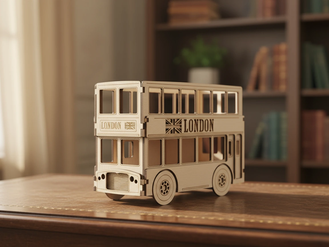 Laser Cut Wooden London Double-Decker Bus Model | Free Files - Atomm