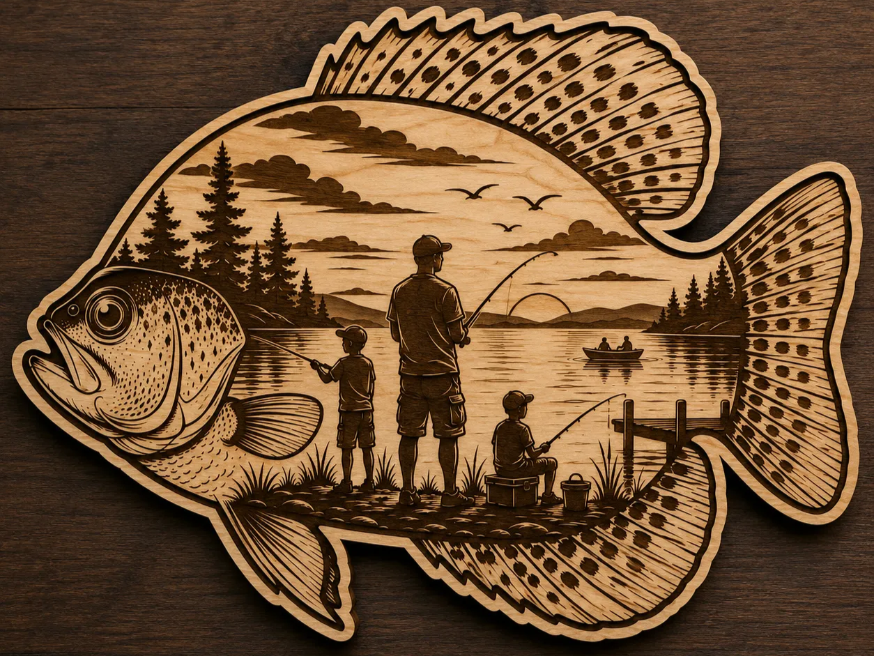Crappie Family Fishing Cut and Engrave | Free Files - Atomm