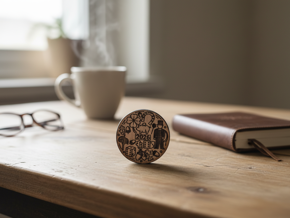Laser Engraved Wooden Desk Token with 2026 Lucky Symbols | Free Files ...