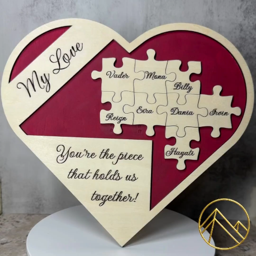 Laser cut and engrave | Heart Puzzle | Ready to Use Files - Atomm