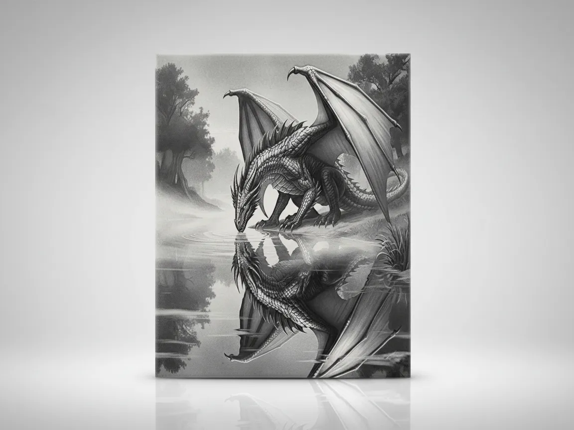 Drinking dragon with mirror reflection | Free Files - Atomm