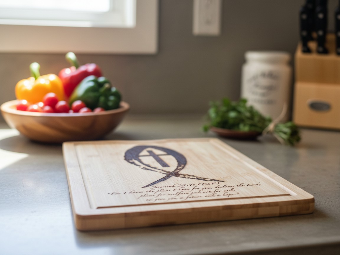 Laser Engraved Bamboo Cutting Board with Religious Design | Free Files ...