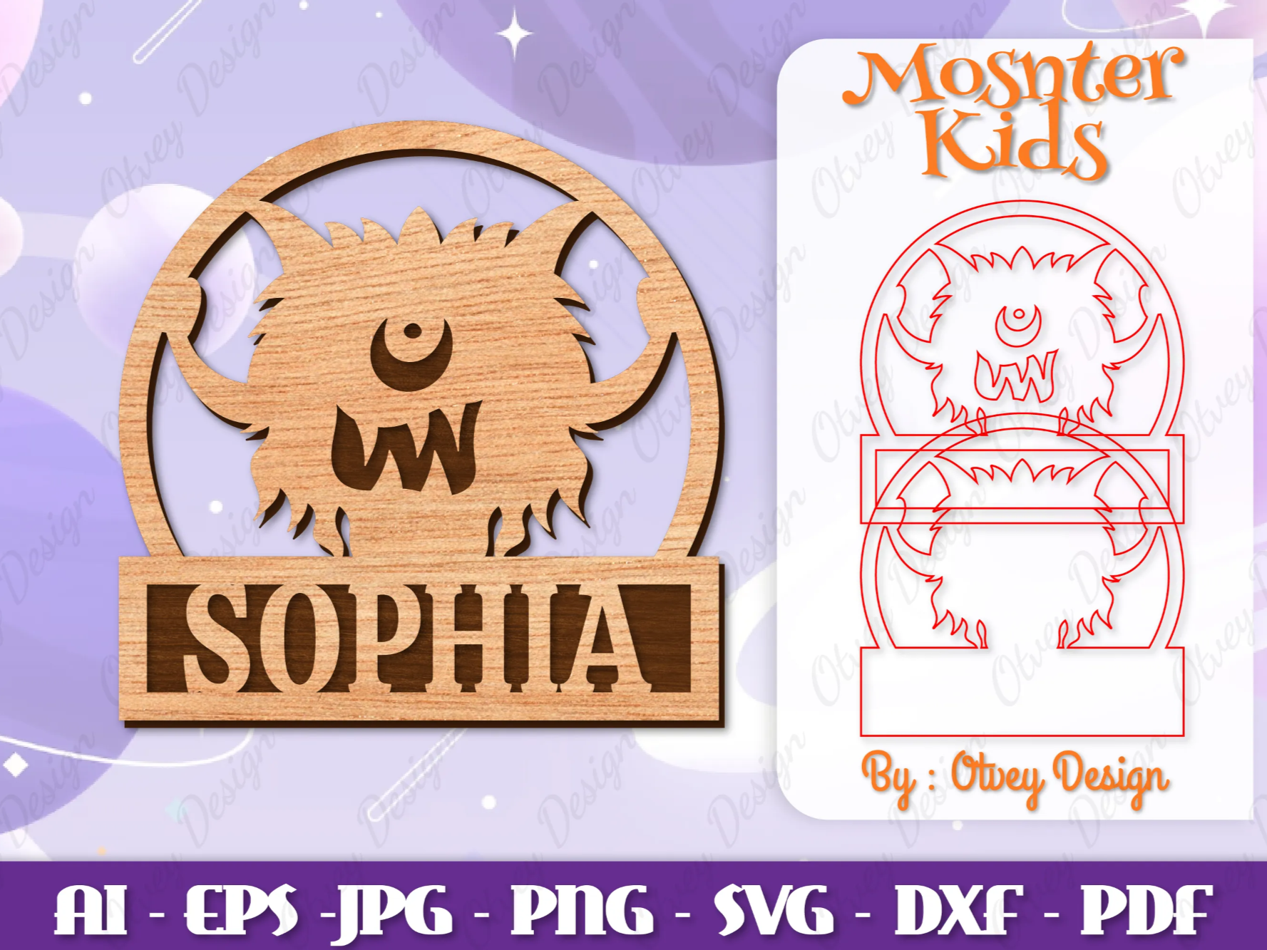 Laser cut and engrave | Cute Monster Name Sign Lasercut | Ready to Use ...