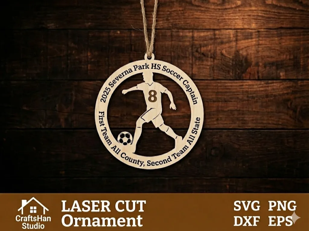 Laser cut and engrave | Personalized Laser Cut Soccer Player Ornament ...