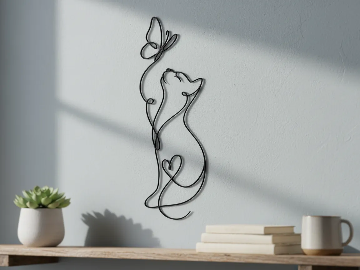 One-Line Cat Art – Butterfly & Heart | Free Files - Atomm