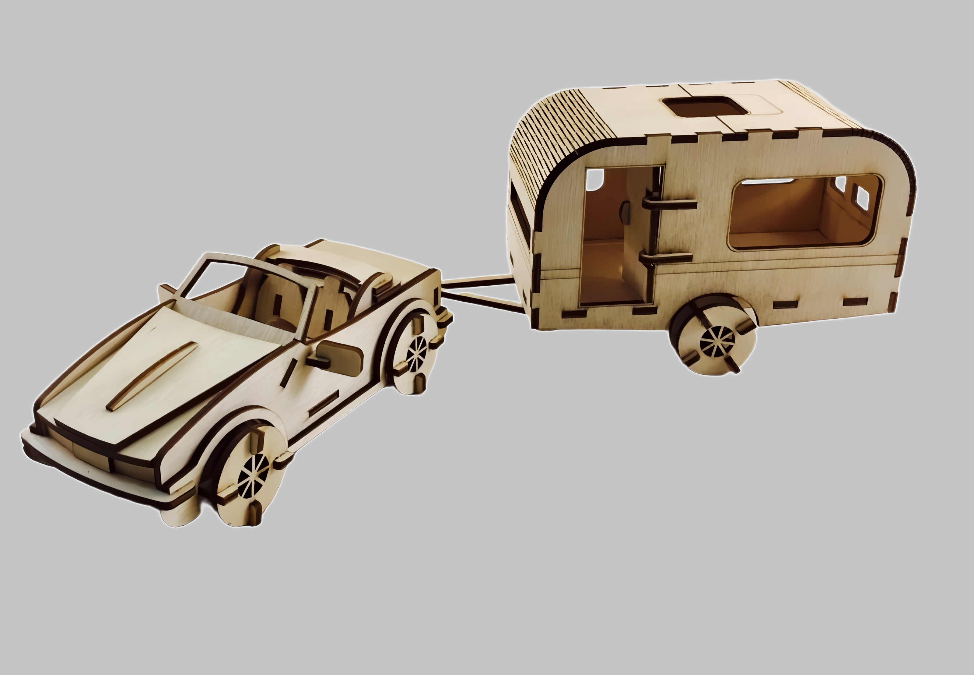 Laser Cut Caravan 3D Wooden Model Free Vector | Free Files - Atomm
