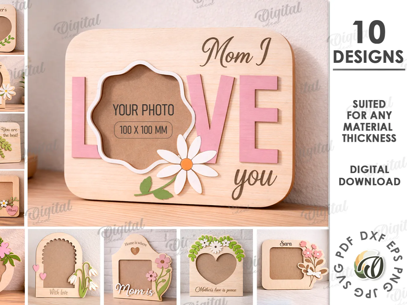 3D Mother's Day picture frames bundle. Photo frame laser cut files ...