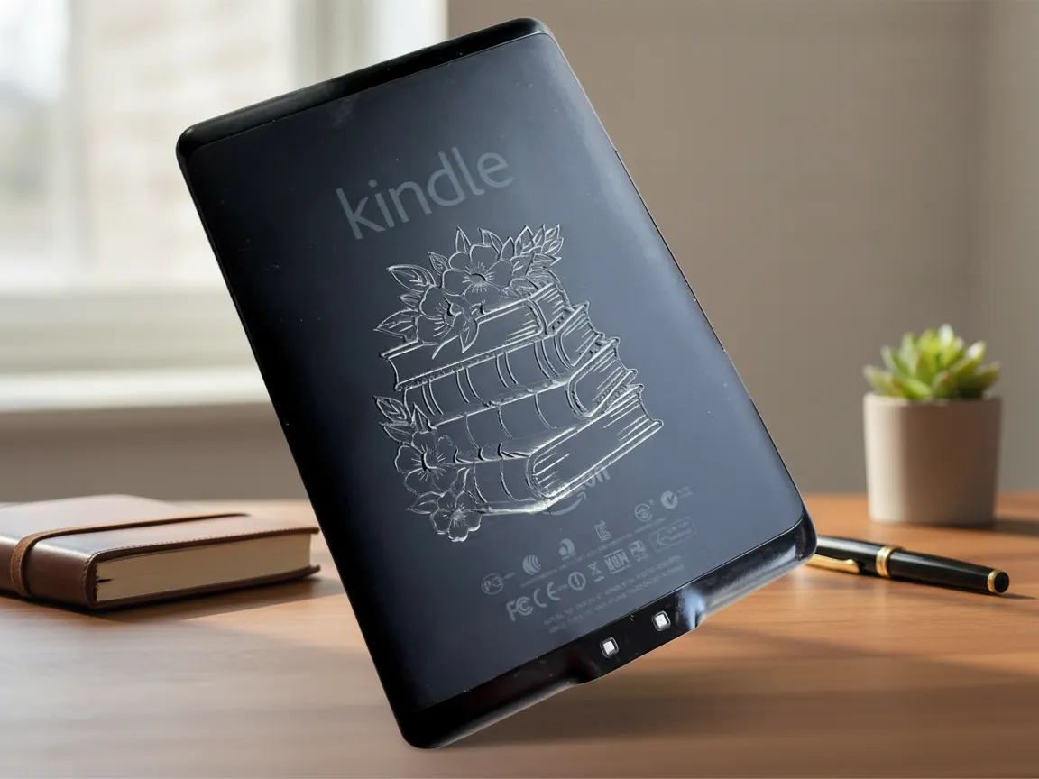 Laser Engraved Kindle E-Reader with Floral Book Design / grabado pila ...