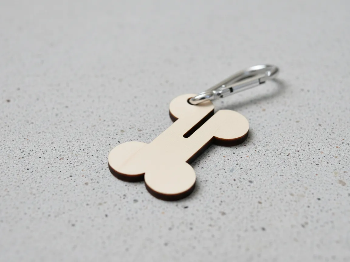 Laser Cut Wooden Dog Bone Keychain with Metal Clip | Free Files - Atomm