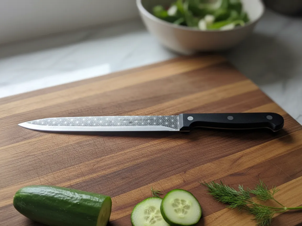 Kitchen utility knife with Asanoha patterned blade | Free Files - Atomm