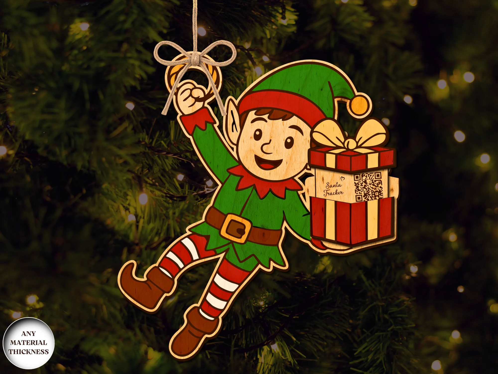Laser cut and engrave | Christmas Elf Santa Tracker Ornament SVG ...