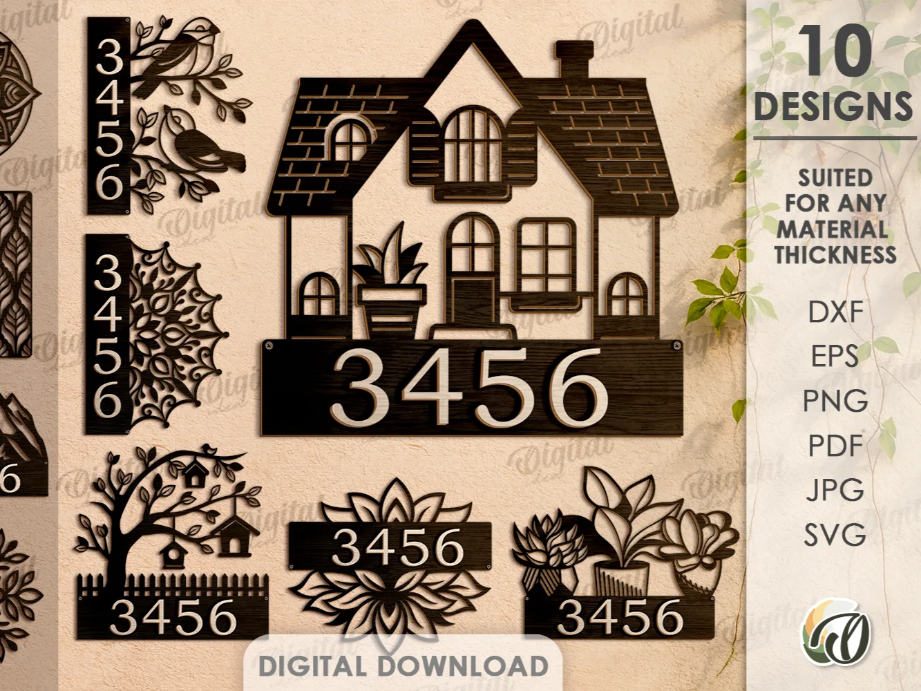 House address signs bundle. Personalized sign laser cut files. Wooden ...