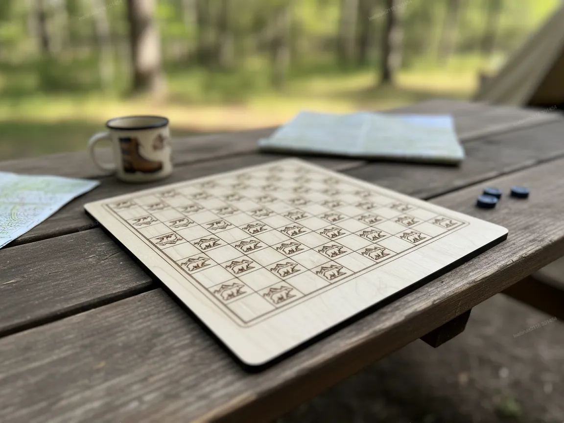 Laser Engraved Wooden Game Board with Bear and Mountain Symbols | Free ...