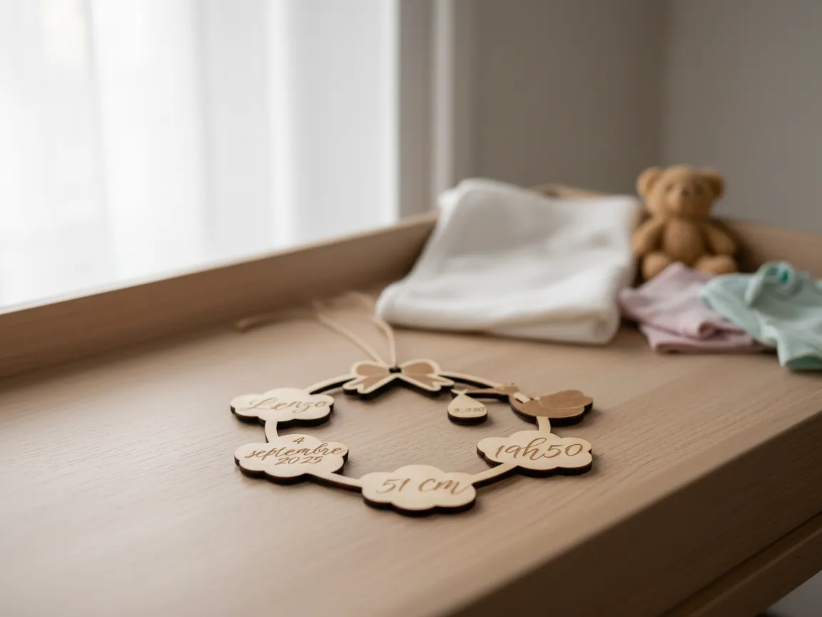 Laser Cut Wooden Baby Birth Announcement Plaque with Name and Date ...