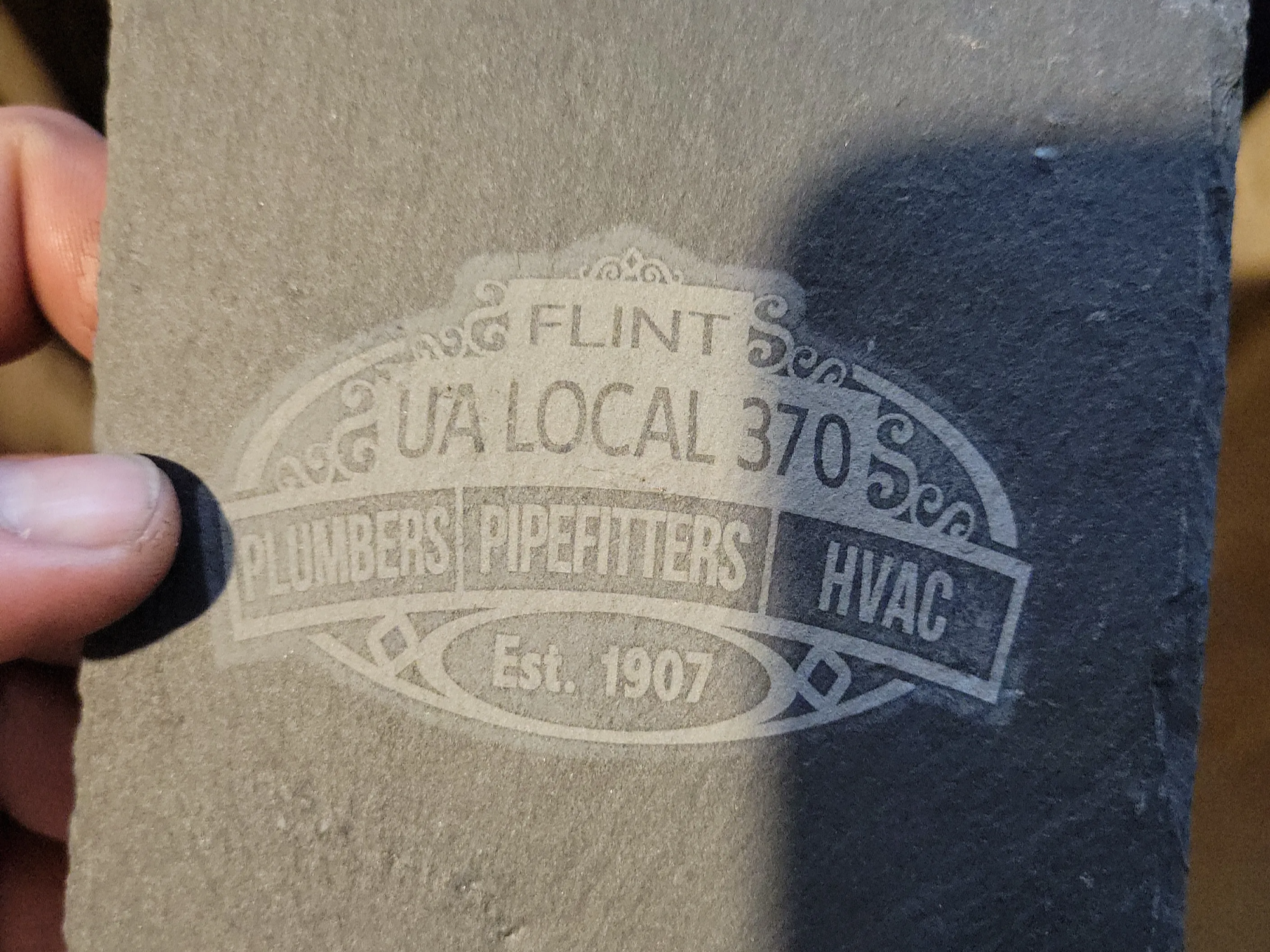Flint UA Local 370 Plumbers Pipefitters and HVAC Slate Coaster | Free ...