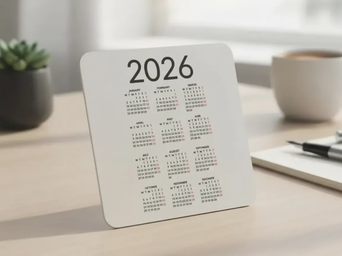2026 Minimalist Desk Calendar with Stand | Free Files - Atomm
