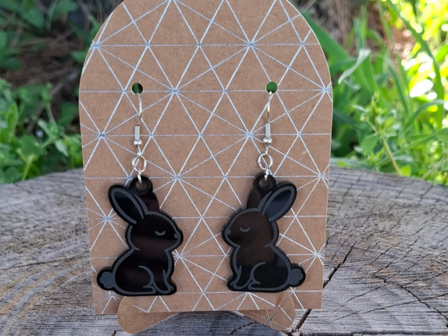 Laser Cut Bunny Earrings | Cute Rabbit Jewelry | Wood & Acrylic ...