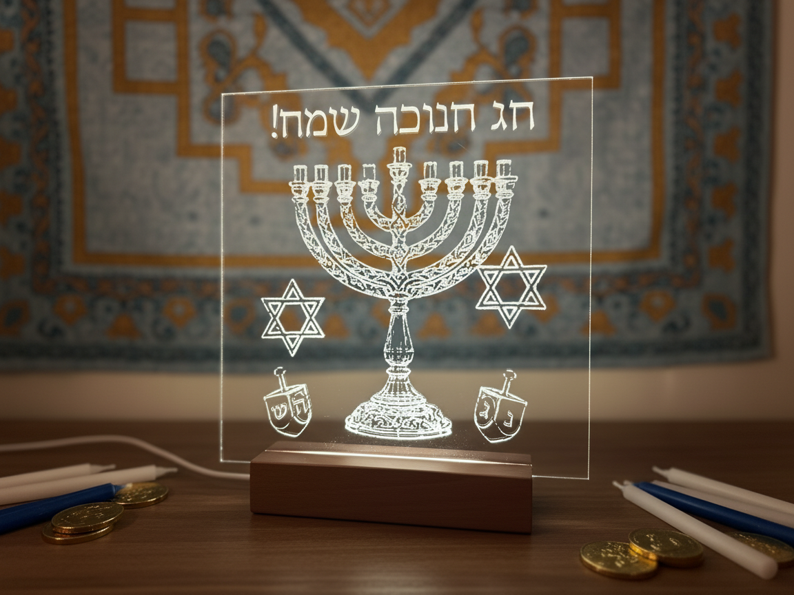 Laser Engraved Hanukkah Menorah Acrylic Light Display | Free Files - Atomm