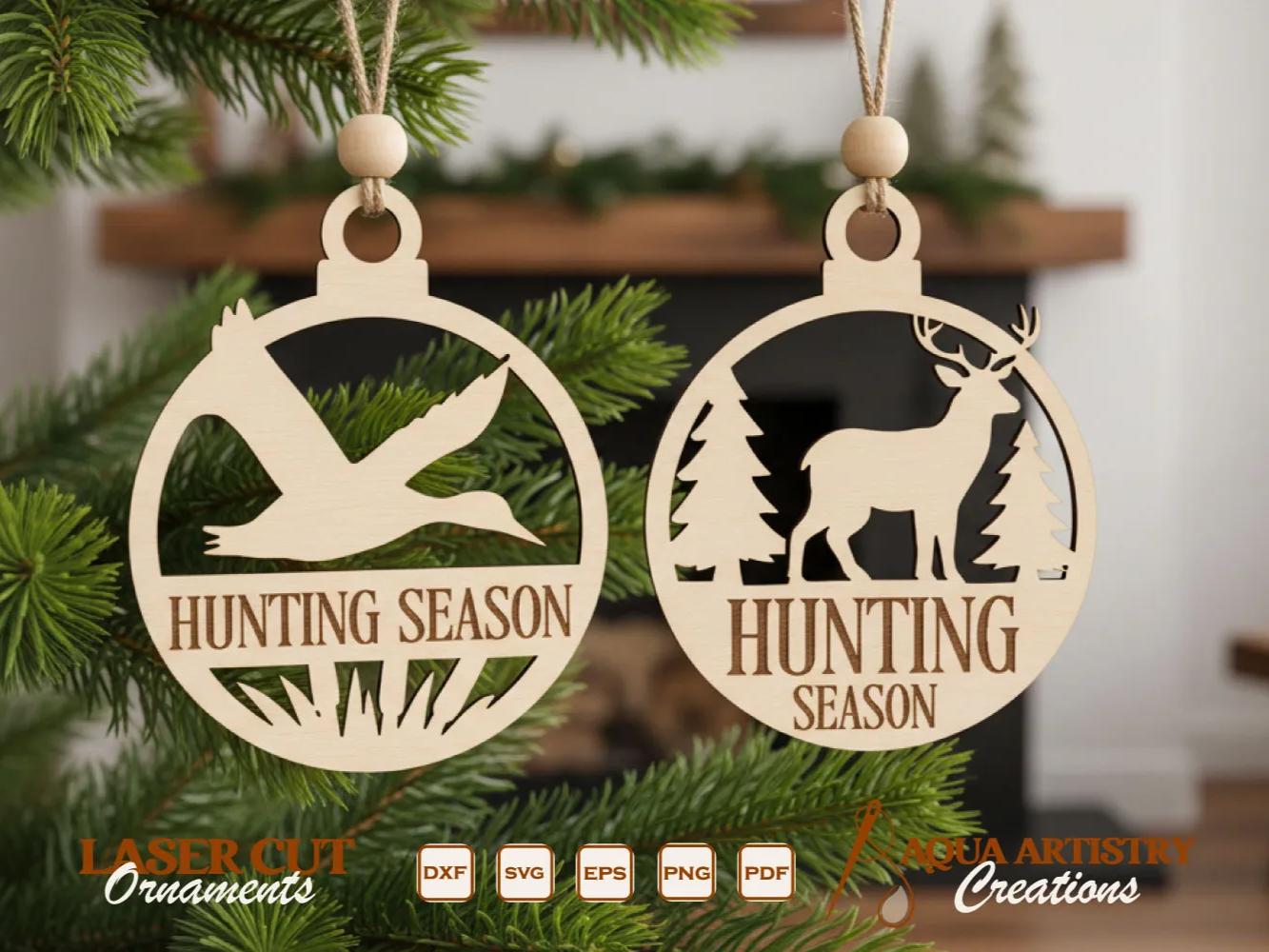 Laser Cut Wooden Hunting Season Ornaments | Ready to Use Files - Atomm
