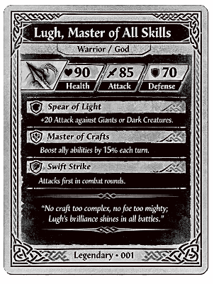 Game themed Collector's Card of Celtic God, Lugh. | Free Files - Atomm