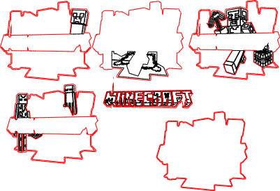 Décoration en bois gravé au laser Minecraft avec personnages et logo ...