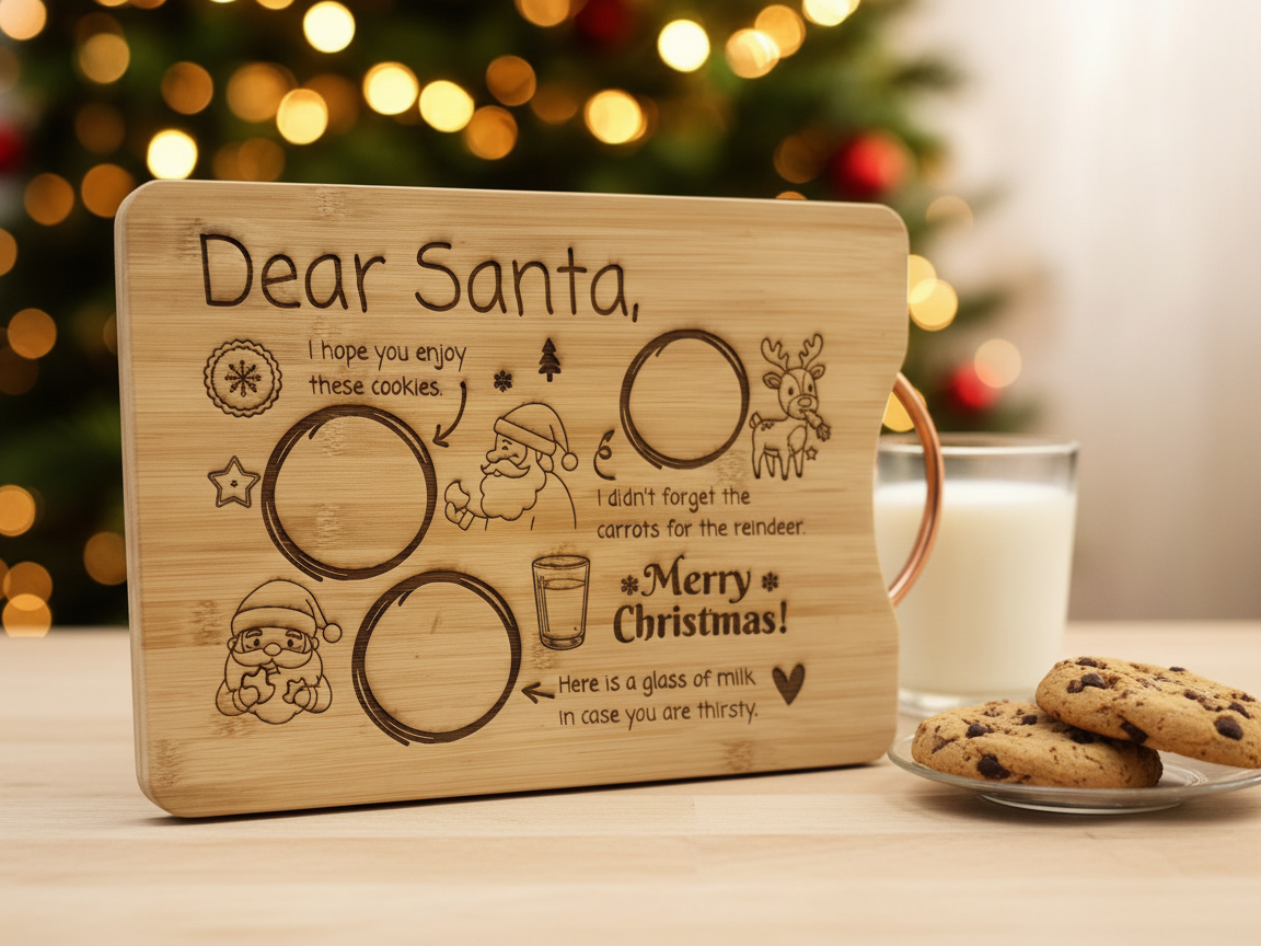 Laser Engraved Wooden Christmas Santa Cookie and Milk Tray | Free Files ...