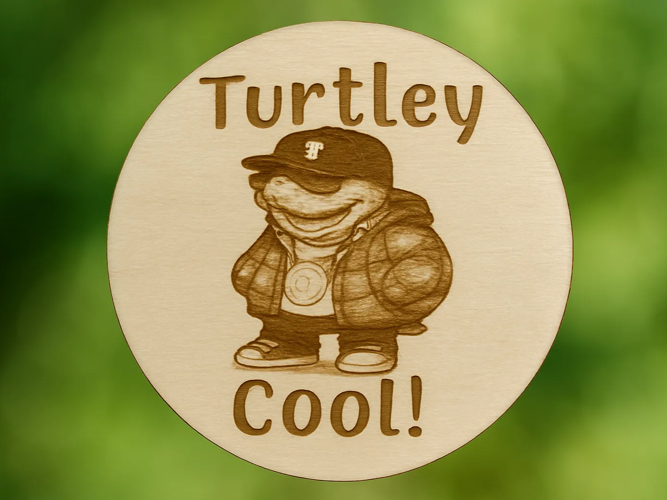 Laser Engraved Round Wooden Turtle Wall Art Decor | Free Files - Atomm