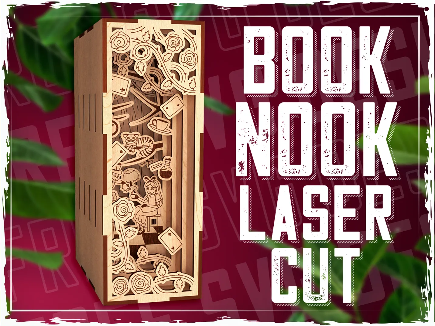 Book Nook Laser Cut Design, Alice in Wonderland, 3D Layered Magic Book ...