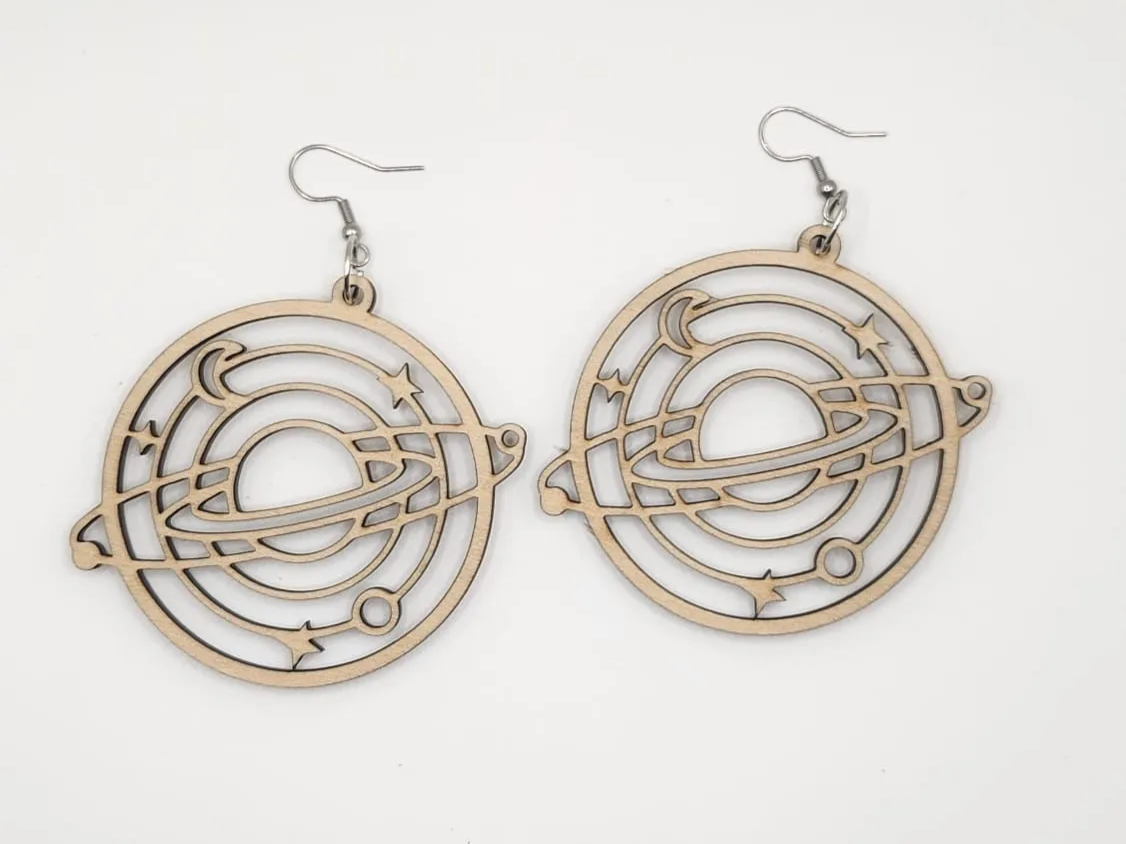 Celestial Planet and Moon Dangle Earrings Tribal Ethnic Boho Bohemian ...