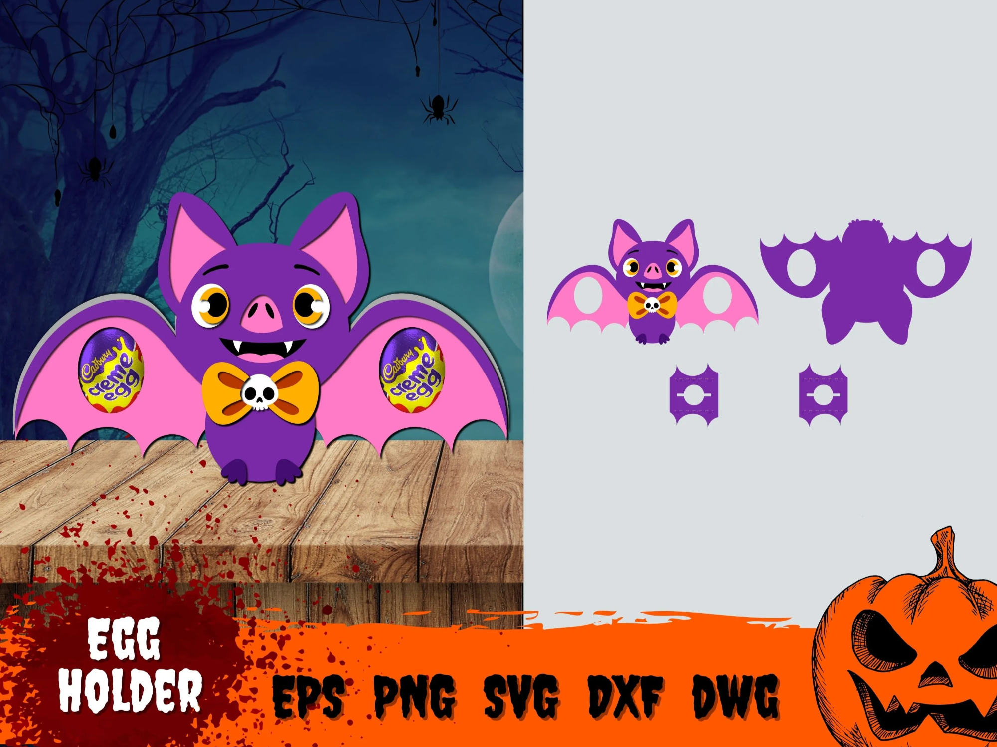 Laser cut and engrave | Halloween Bat Egg Holder Template | Ready to ...