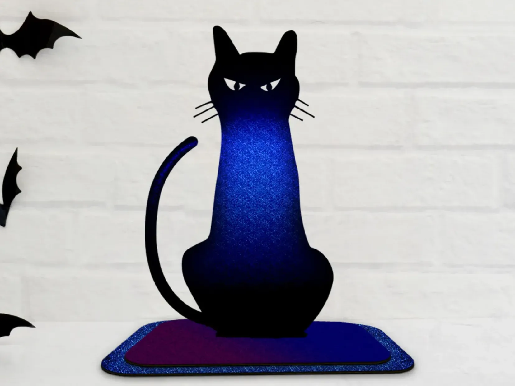 Laser cut and engrave | Laser Cut Black Cat Halloween Table Stand Decor ...