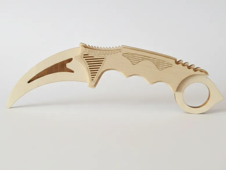 Wooden Karambit Knife Toy Knife Replica | Ready to Use Files - Atomm