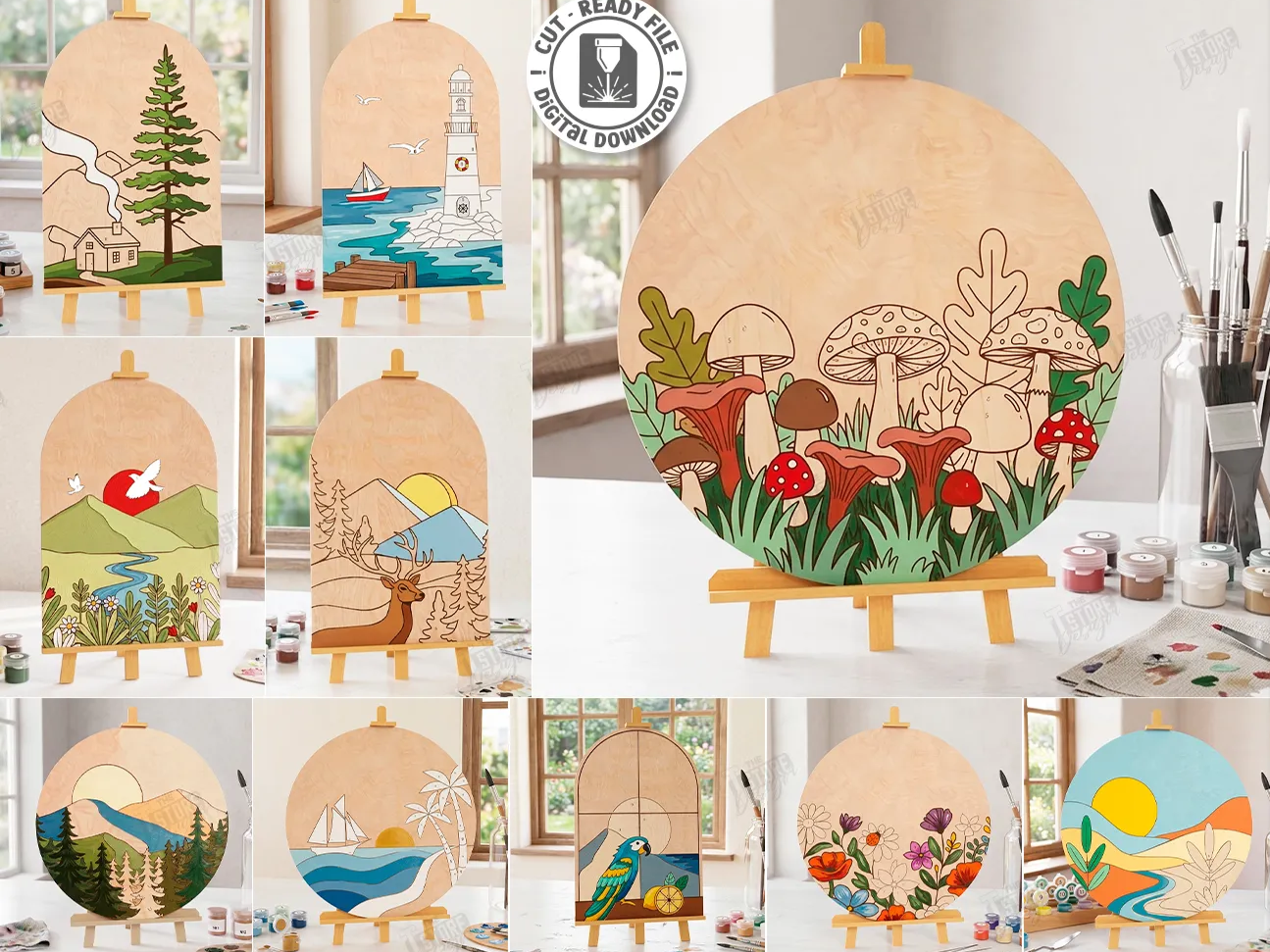 Paint by Numbers Laser Cut Bundle. Paintable Wood Art. Wooden Art ...