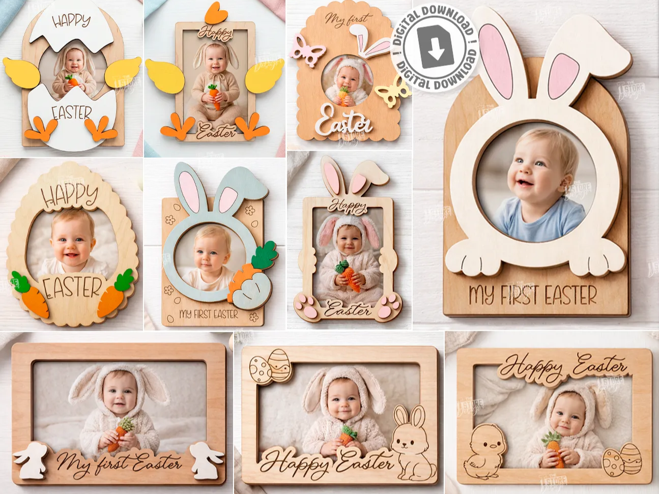 Easter Photo Frames Lase Cut Bundle. Bunny and Carrot Designs. My First ...