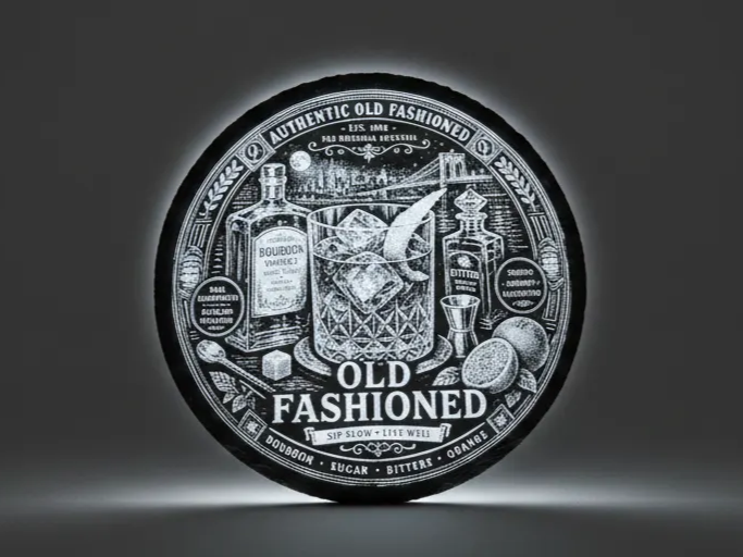 Old Fashioned Cocktail Recipe Slate Coaster | Free Files - Atomm