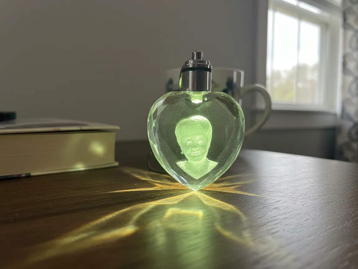 Heart Shaped Crystal Pendant with Illuminated Portrait | Free Files - Atomm