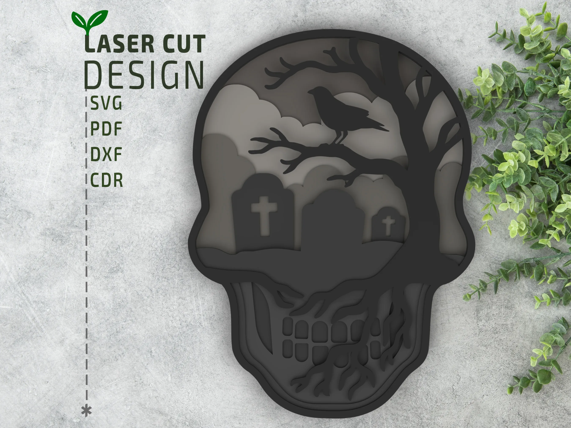 Halloween Skull Laser Cut File – Layered SVG Multilayer 3D Papercut ...