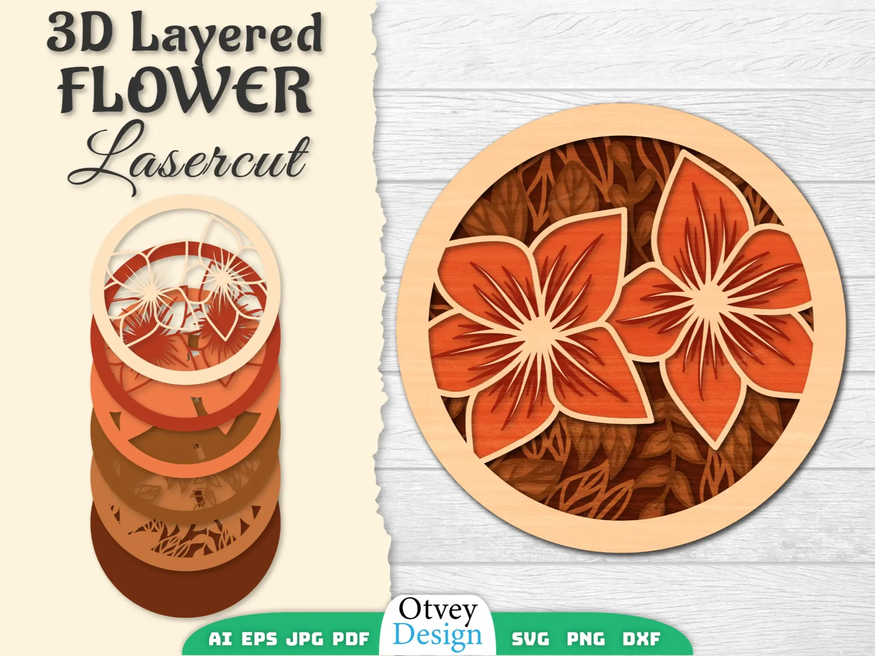 Laser cut and engrave | Flower 3D layered Lasercut | Ready to Use Files ...