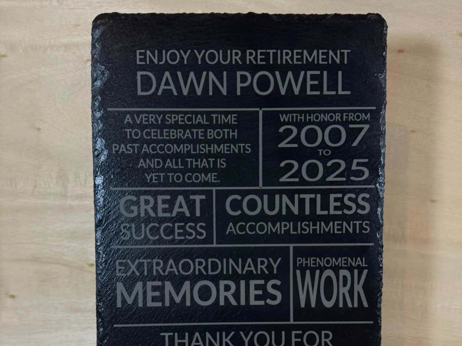 Laser Engraved Retirement Slate Plaque with Personalized Messages ...