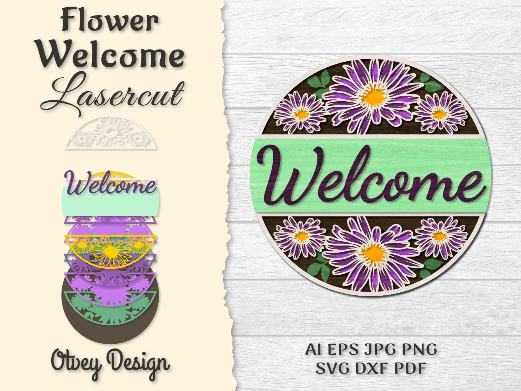 Flower Welcome Layered Lasercut | Ready to Use Files - Atomm