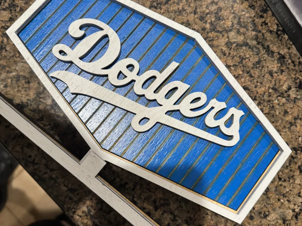 Laser Cut Dodgers Blue and White Wooden Wall Sign | Free Files - Atomm