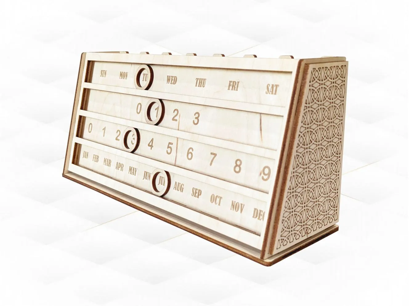 Calendar Perpetual Laser Cut Design, Desk Organizer Vector Cutting ...