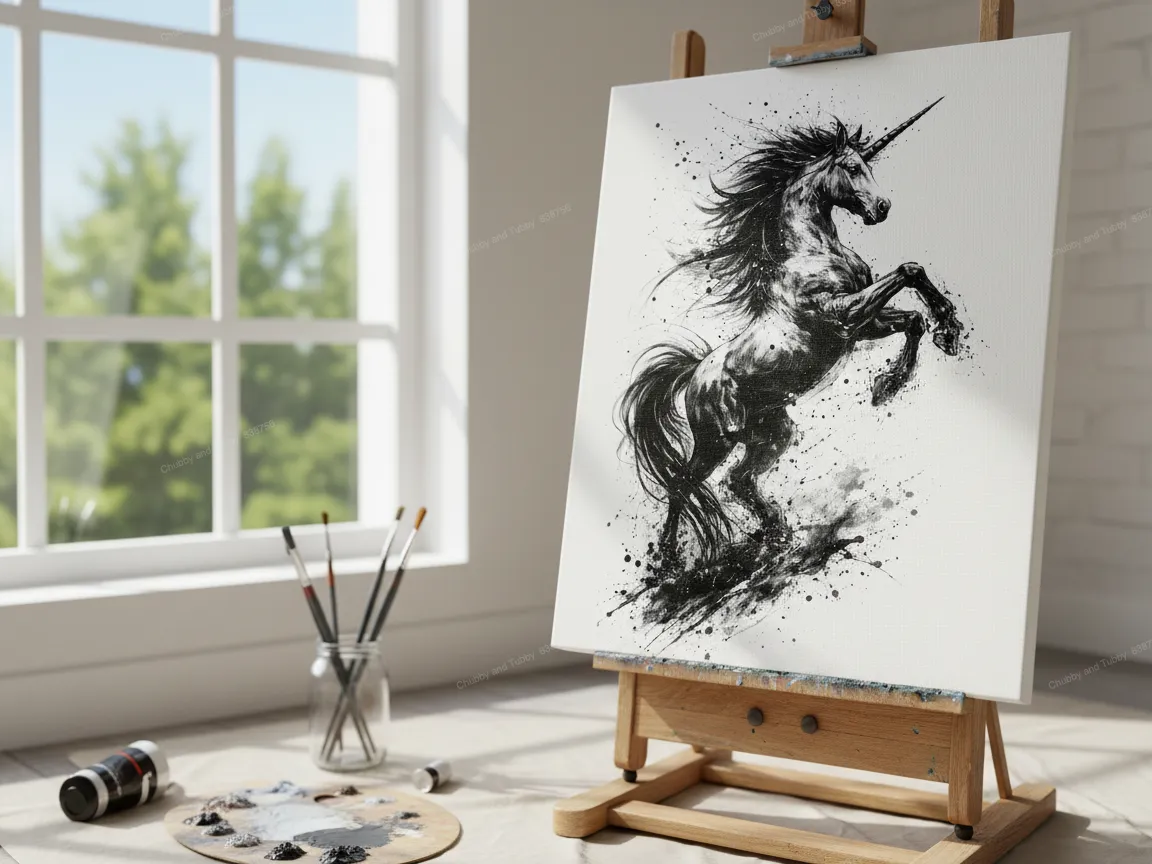 Black Ink Unicorn Painting | Free Files - Atomm
