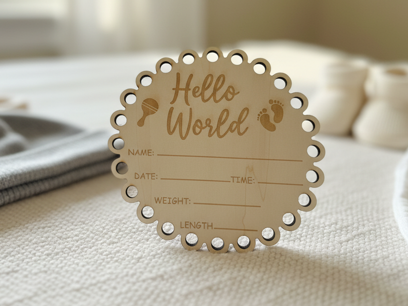 Hello World Newborn Baby Milestone Birth Announcement Sign | Free Files ...